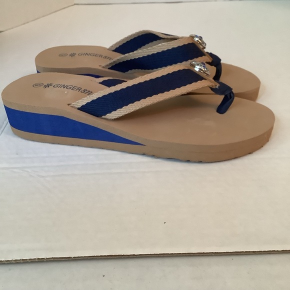 Gingersnaps | Shoes | Gingersnaps Sandals Wedge Blue Size 6 | Poshmark